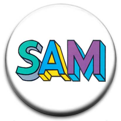 Sam Name Small Retro Badge